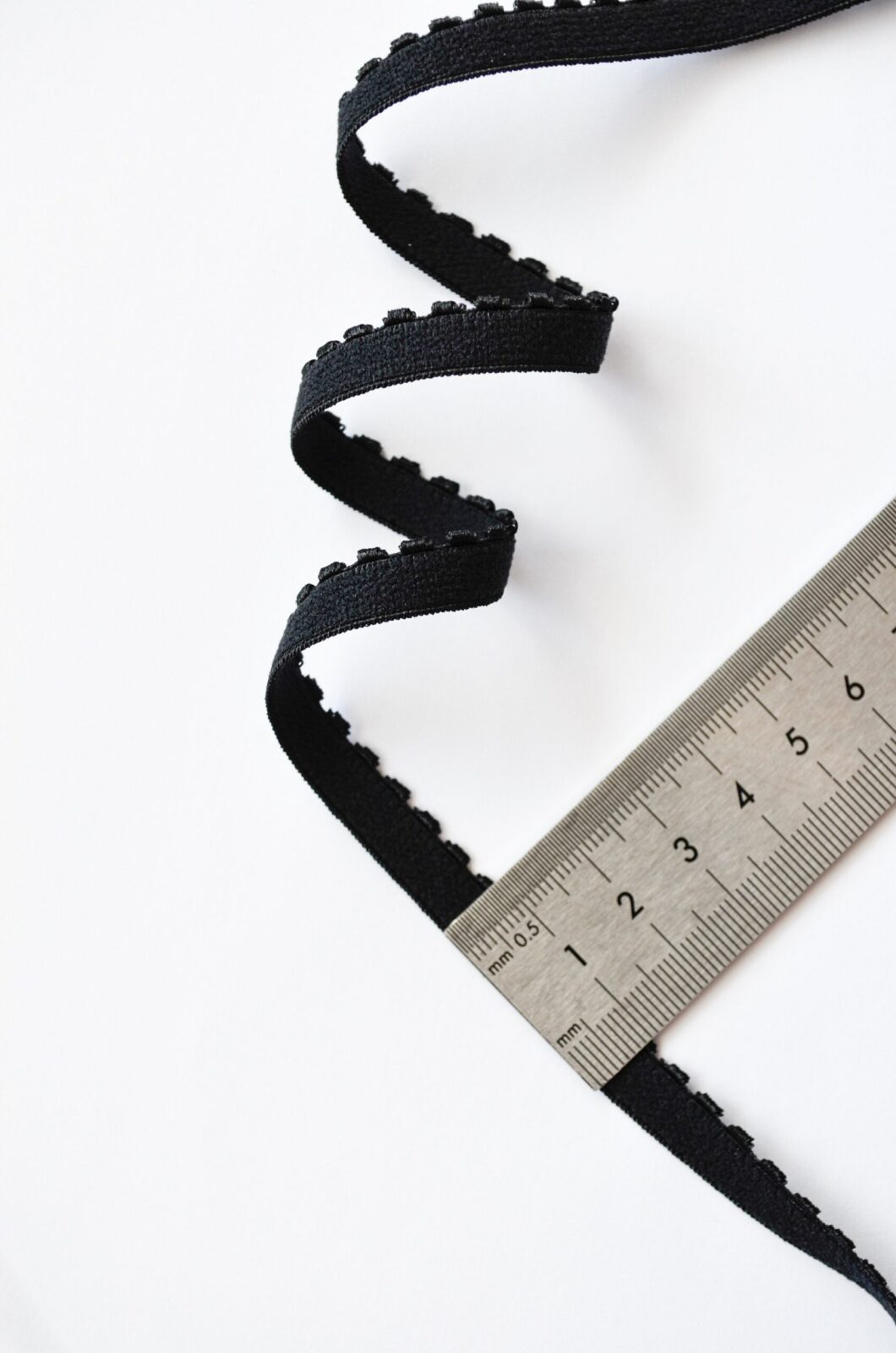 High-quality black picot edge plush elastic bra underband